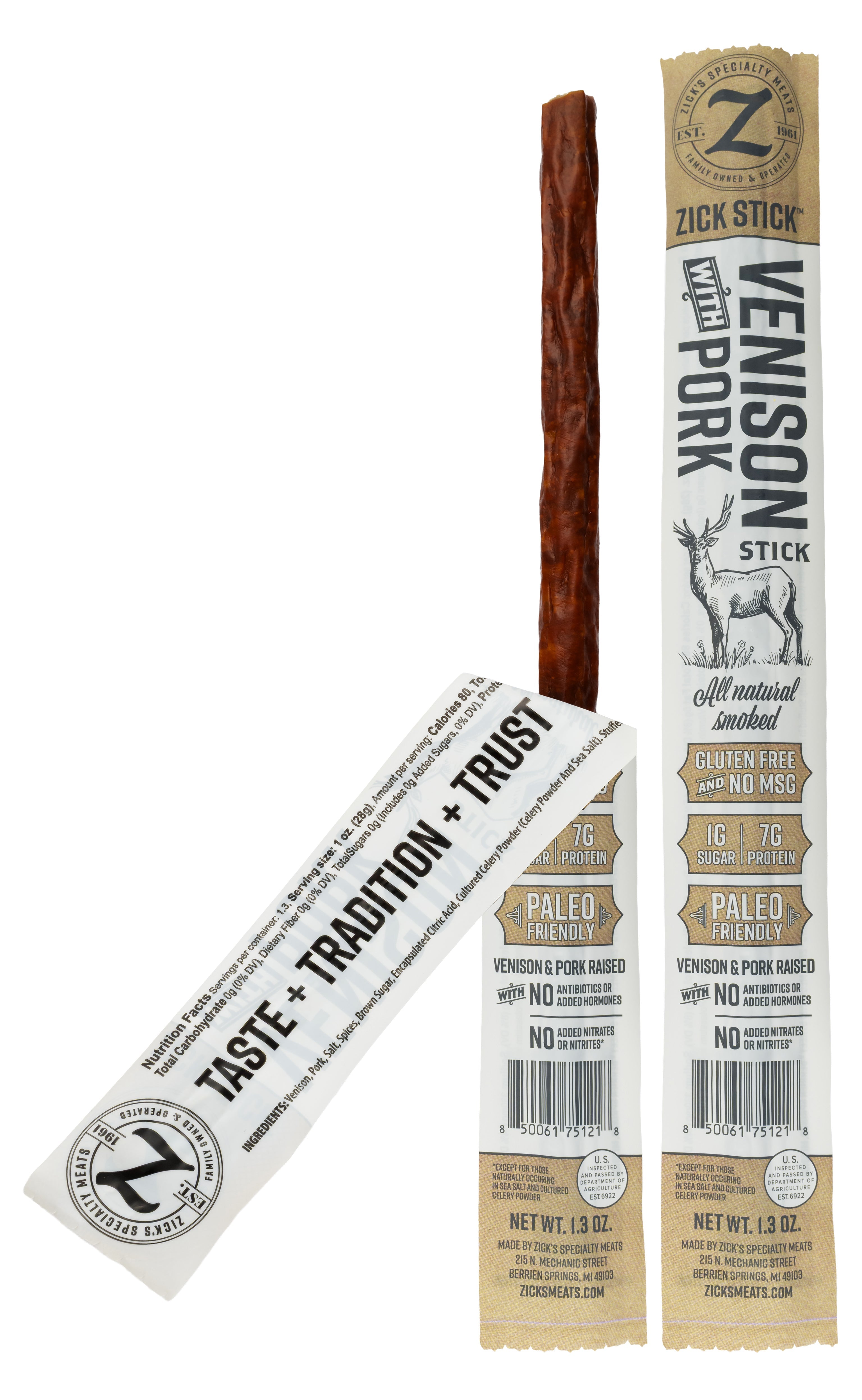 Zick Stick Venison with Pork – 1.3oz – Gladesmen's Best